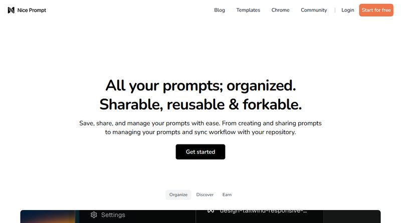 Nice Prompt是一个帮助用户组织、管理和分享提示词（prompts）的平台，支持社区共享和协作。-SOAI.IM