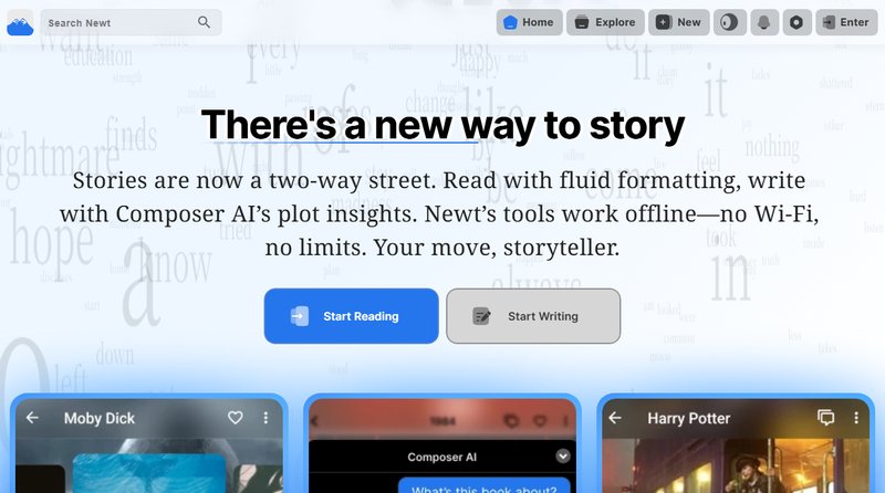 Newt是一个集阅读、写作和听书于一体的AI增强型故事平台，支持离线使用。-SOAI.IM