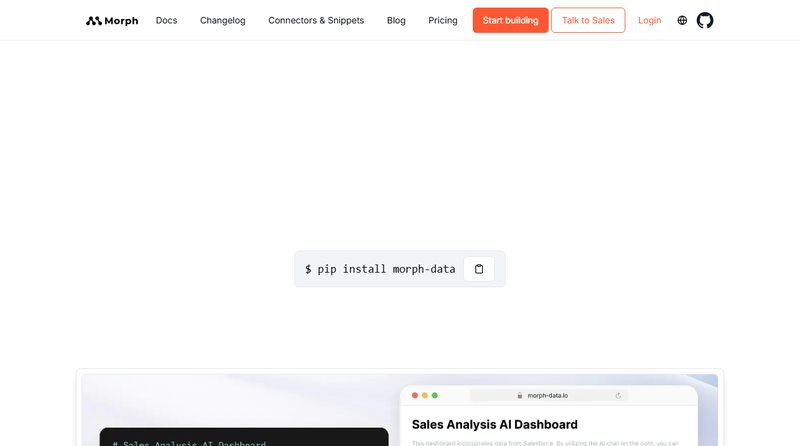 Morph 是一个基于AI的数据应用平台，提供快速、安全的Python框架和托管服务，支持数据连接、CI/CD和RBAC。-SOAI.IM