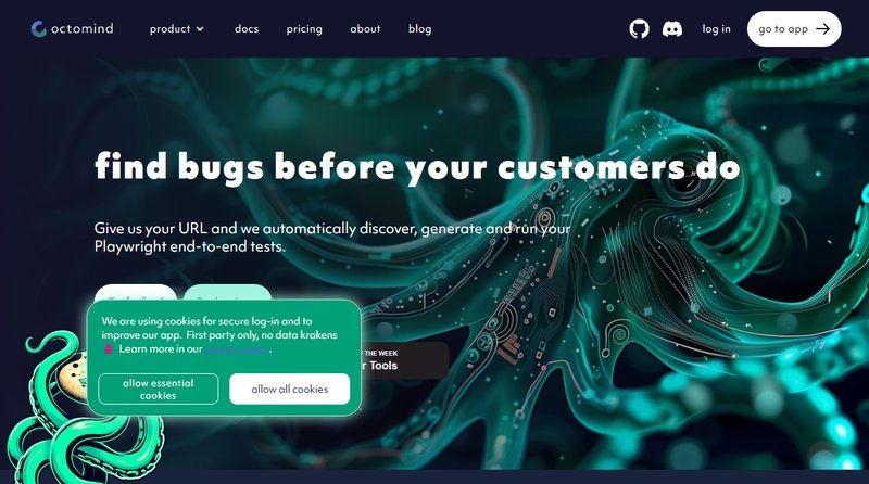 Octomind 提供基于 AI 的 Playwright 端到端测试服务，帮助开发者自动发现、生成和运行测试，确保应用质量。-SOAI.IM