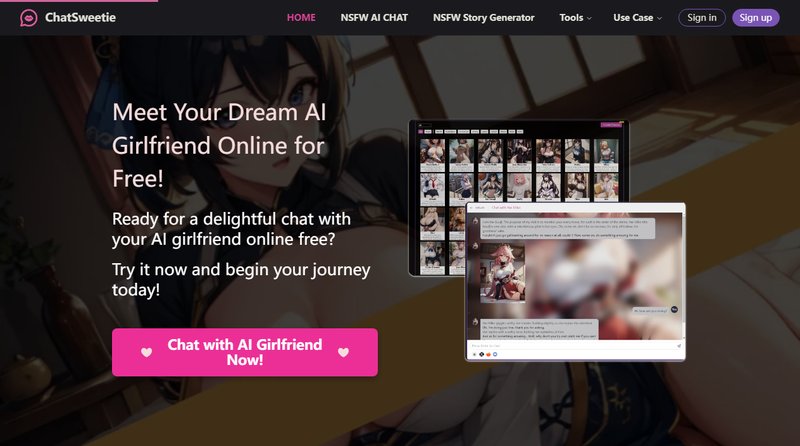ChatSweetie 提供免费的在线 AI 女友聊天服务，支持 NSFW 内容，提供多样化的虚拟角色和故事生成功能。-SOAI.IM