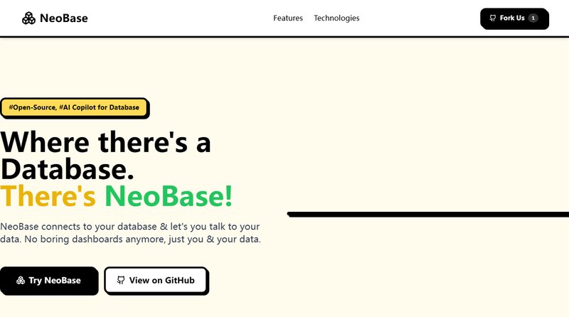NeoBase是一个AI驱动的数据库助手，允许用户通过自然语言与数据库进行交互，简化数据库管理。-SOAI.IM