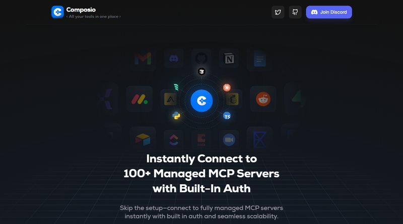 Composio 是一个集成平台，连接代理、LLMs 和 IDE 到 250+ 完全托管和联合的 MCP 服务器实现。-SOAI.IM