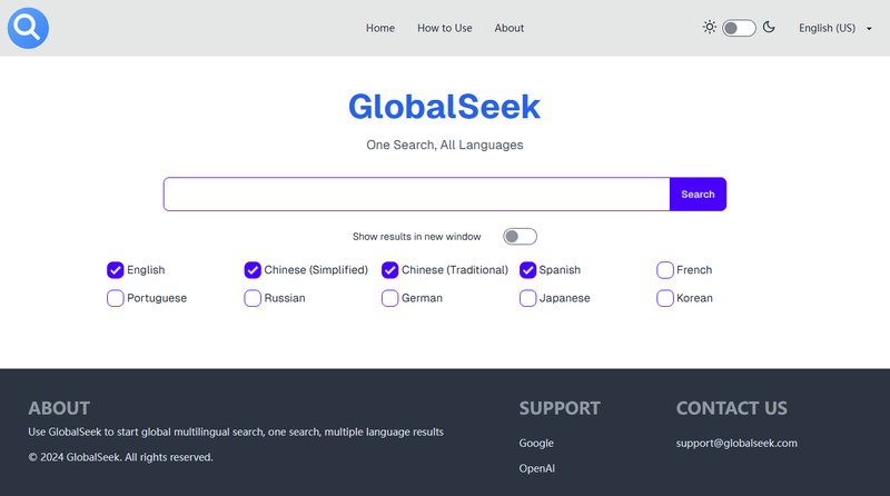 GlobalSeek是一款AI驱动的多语言搜索工具，支持多种语言的搜索结果展示。-SOAI.IM