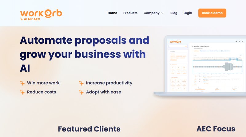 Workorb AI 提供自动化提案和业务发展解决方案，帮助AEC行业提高工作效率和降低成本。-SOAI.IM
