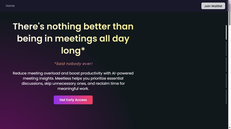 Meetless是一款AI驱动的会议管理工具，旨在减少会议负担，提升工作效率。-SOAI.IM