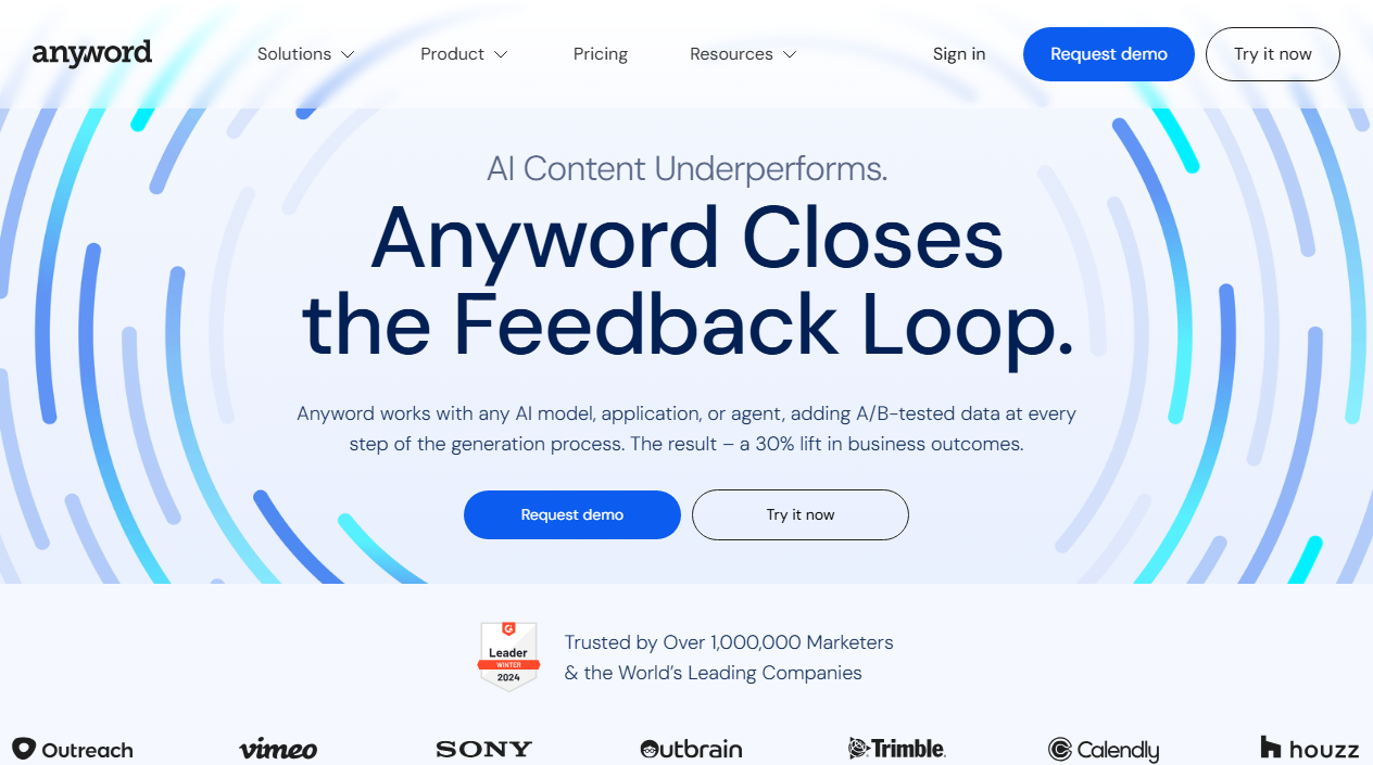 Anyword 是一个基于AI的内容生成和优化平台，旨在帮助企业提升营销内容的效果。-SOAI.IM