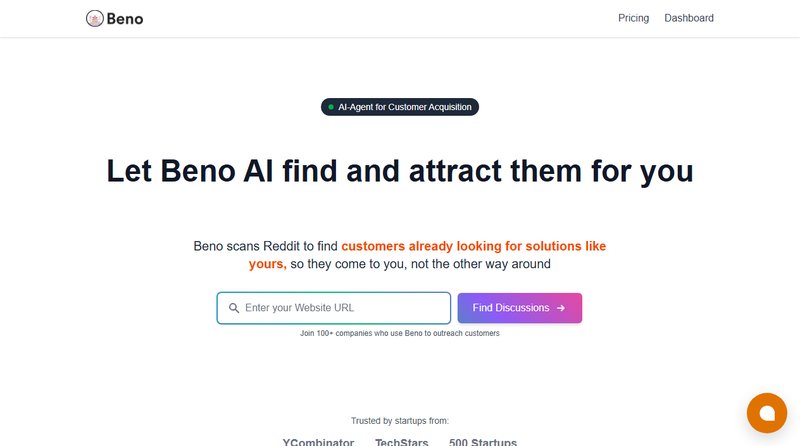 Beno One 是一个利用AI技术在Reddit上寻找潜在客户并吸引他们到您的网站的工具。-SOAI.IM