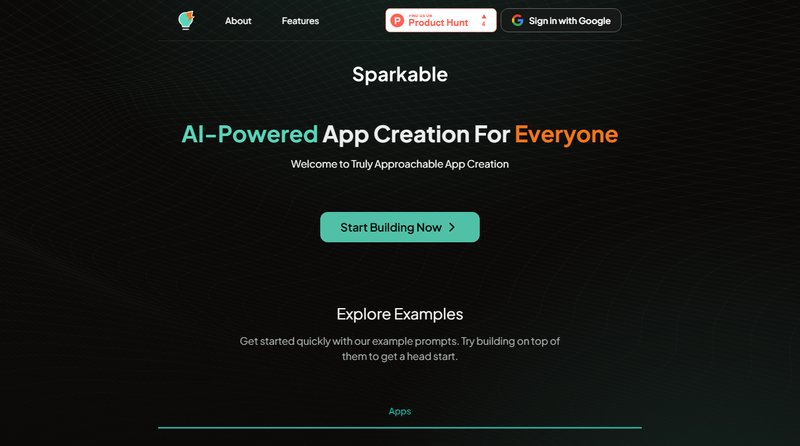 Sparkable 是一个AI驱动的应用创建平台，旨在为每个人提供真正易于上手的应用开发体验。-SOAI.IM