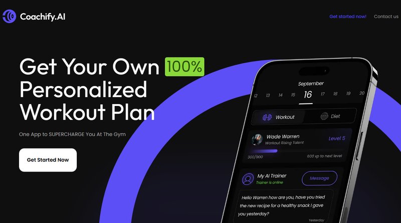 Coachify是一款专为健身房用户设计的超级充电应用，提供个性化训练计划、动画视频指导、进度跟踪和AI教练服务。-SOAI.IM