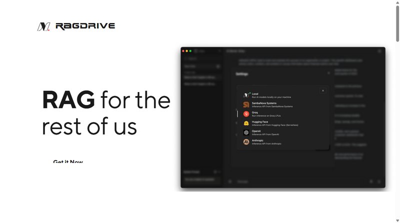 RAGDrive 是一个基于检索增强生成（RAG）技术的AI平台，允许用户与文档进行交互，支持离线使用，并且完全免费和开源。-SOAI.IM