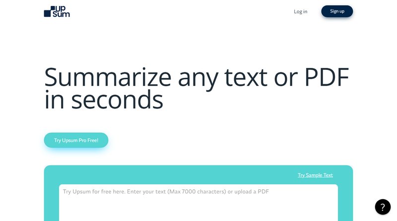 UpSum是一款基于AI的文本和PDF摘要工具，能够快速生成简洁的摘要，支持多种语言和自定义摘要风格。-SOAI.IM