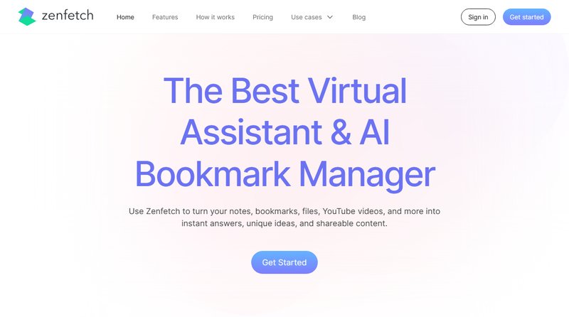 Zenfetch是一款AI书签管理器和个人助手，帮助用户将笔记、书签、文件、YouTube视频等转化为即时答案、独特创意和可分享的内容。-SOAI.IM