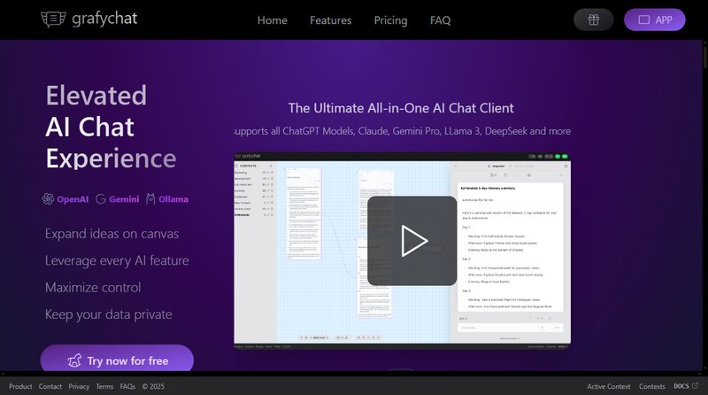 grafychat是一款支持多种AI模型的聊天客户端，提供隐私保护、本地运行和自定义功能。-SOAI.IM