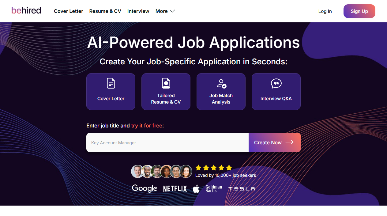 Behired是一个AI驱动的求职申请平台，帮助用户快速生成个性化的求职信、简历和面试准备材料。-SOAI.IM