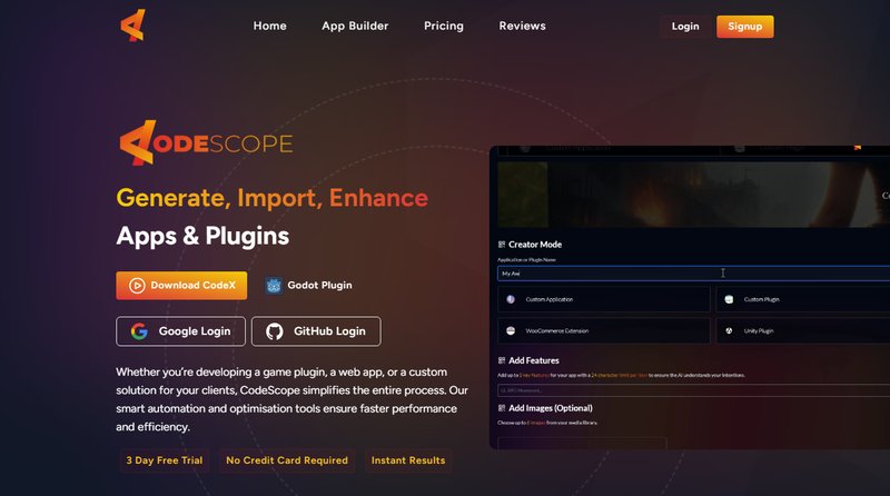 CodeScope是一个无需编码即可创建自定义应用和插件的平台，提供智能自动化和优化工具，加速开发流程。-SOAI.IM