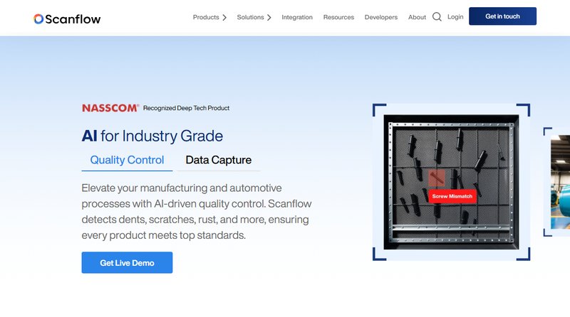 Scanflow 提供基于AI的智能扫描和数据捕获解决方案，适用于工业安全、质量控制、库存管理等多个领域。-SOAI.IM