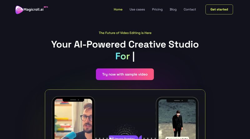 Magicroll.ai是一个AI驱动的视频编辑平台，提供一键式视频创建和编辑功能，包括自动B-Roll生成、背景替换和自动字幕等。-SOAI.IM