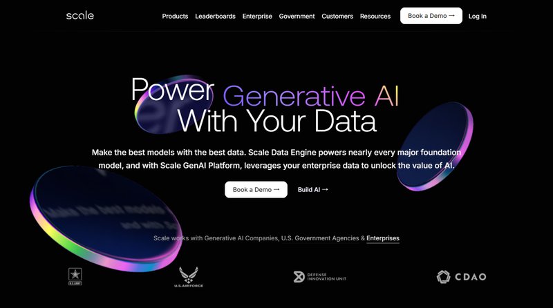 Scale AI 提供高质量的数据和平台，加速AI应用的开发，涵盖生成式AI、政府AI、自动驾驶等领域。-SOAI.IM