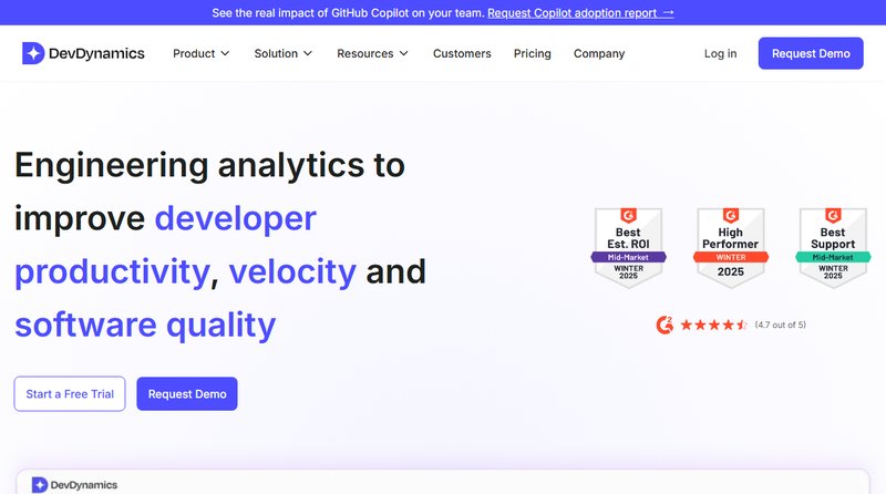 DevDynamics 是一个工程分析平台，旨在通过数据驱动的洞察力提高开发团队的生产力、速度和软件质量。-SOAI.IM