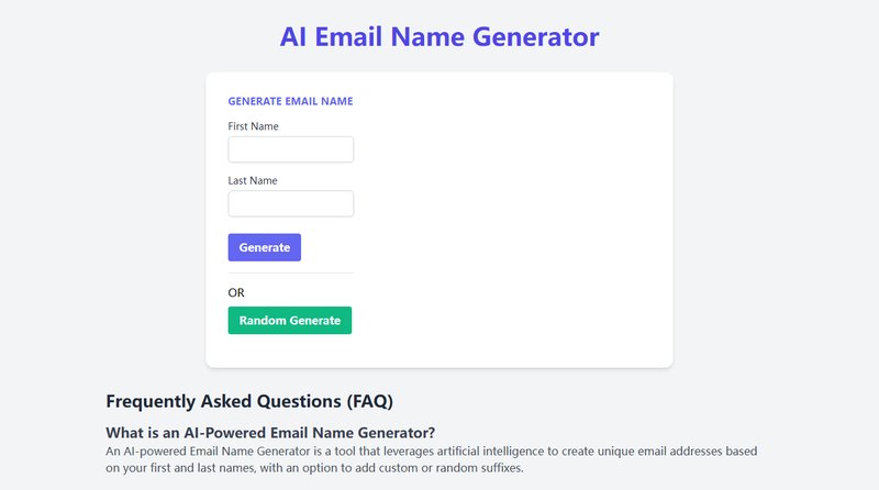 AI驱动的电子邮件名称生成器，快速创建独特且专业的电子邮件地址。-SOAI.IM