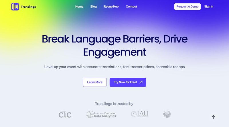 Translingo 提供实时翻译、转录和会议摘要服务，帮助用户打破语言障碍，提升活动参与度。-SOAI.IM