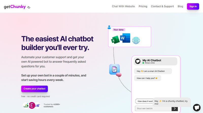 Chunky是一个易于使用的AI聊天机器人构建工具，帮助用户自动化客户支持并节省时间。-SOAI.IM