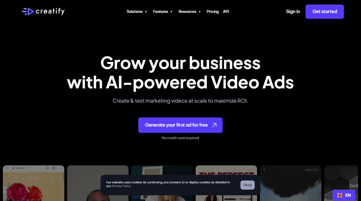 Creatify 是一个利用AI技术生成高质量营销视频的平台，帮助企业通过视频广告提升业务增长。-SOAI.IM