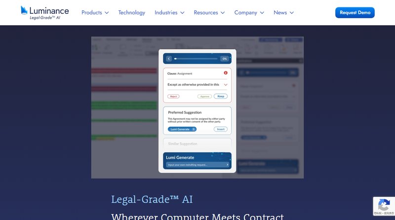 Luminance提供基于法律大模型的AI平台，专注于合同生成、谈判和执行后分析，帮助企业提升合同处理效率。-SOAI.IM