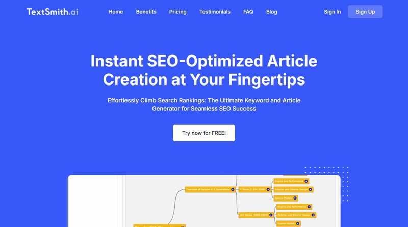 TextSmith.ai 是一个SEO文章和关键词生成工具，帮助用户快速创建SEO优化的文章，提升搜索排名。-SOAI.IM