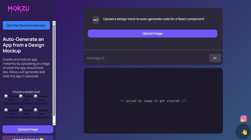 Mokzu提供AI生成的解决方案，能够通过上传设计稿自动生成并托管应用程序。-SOAI.IM