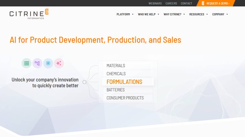 Citrine Informatics 是一个利用人工智能和材料科学帮助客户改进材料和化学品开发的SaaS平台。-SOAI.IM