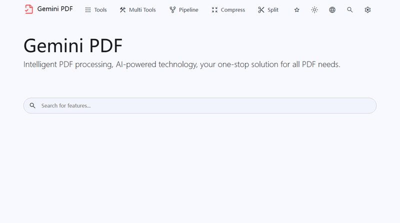Gemini PDF 是一个智能PDF处理工具，提供多种PDF操作功能，包括压缩、合并、分割、旋转、裁剪、添加水印、转换格式等。-SOAI.IM