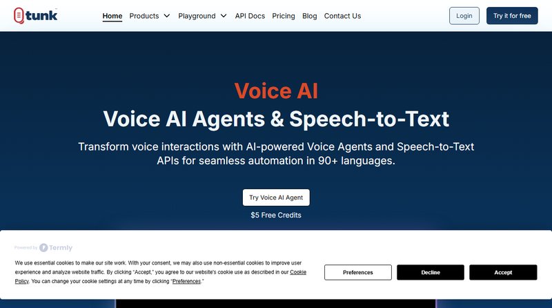 Tunk.ai提供先进的语音转文本和翻译服务，支持90多种语言，广泛应用于多个行业。-SOAI.IM