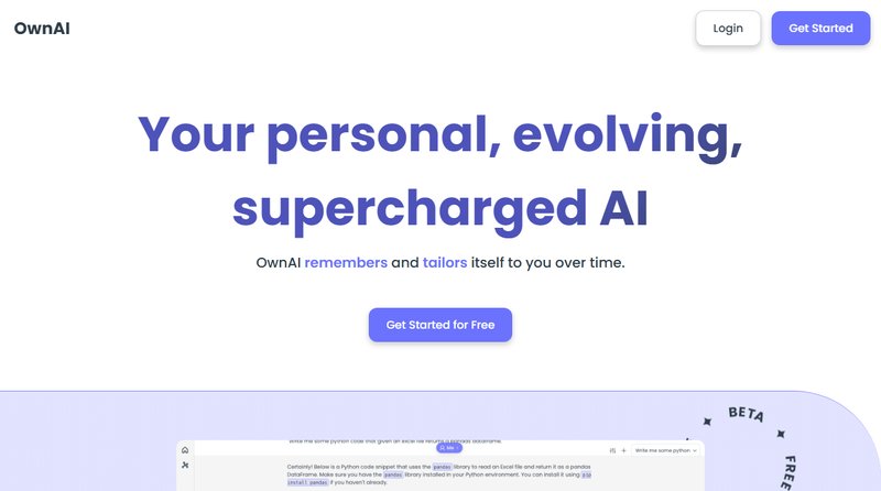 OwnAI是一个个性化的、不断进化的超级AI助手，能够记住用户信息并随时间调整自身行为。-SOAI.IM