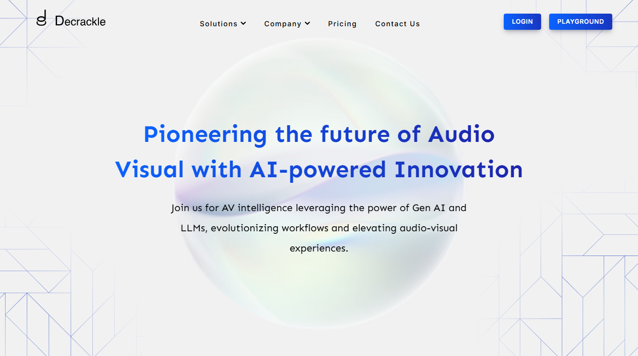 Decrackle 是一家专注于音频视觉领域的人工智能创新公司，提供多种AI驱动的解决方案，旨在提升音频视觉内容的质量和体验。-SOAI.IM