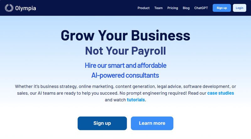 Olympia提供AI驱动的智能顾问服务，帮助企业提升业务效率和降低成本。-SOAI.IM