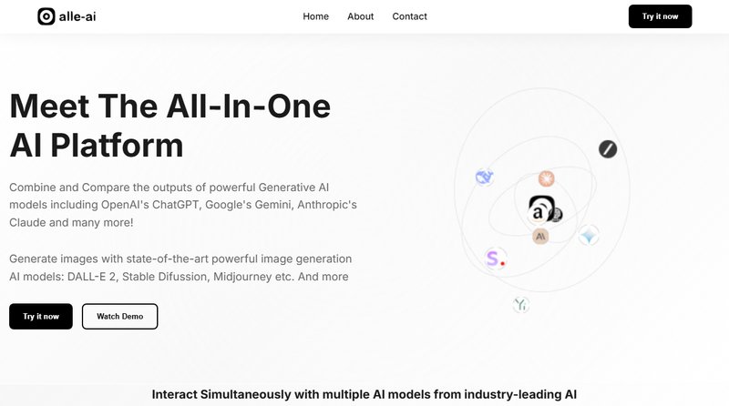 Alle-AI是一个集成了多种生成式AI模型的全能AI平台，提供聊天、图像生成、音频生成和视频生成等功能。-SOAI.IM