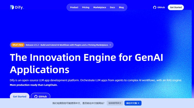 Dify.AI是一个开源的LLM应用开发平台，专注于构建和扩展AI工作流，提供RAG引擎、企业级LLMOps等功能。-SOAI.IM