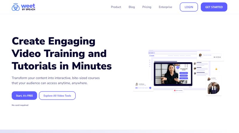 Weet是一个提供视频创作和培训服务的平台，帮助用户快速创建互动式视频教程和培训内容。-SOAI.IM