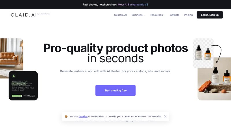 Claid.ai 是一个专注于AI产品摄影的在线平台，提供从背景生成到图像增强的一站式解决方案。-SOAI.IM