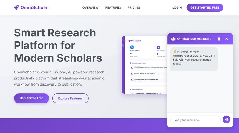 OmniScholar是一个AI驱动的智能研究平台，专为现代学者设计，提供从发现到出版的全流程学术研究工具。-SOAI.IM