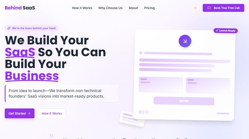Behind SaaS是一家专注于帮助非技术创始人将SaaS创意转化为市场就绪产品的开发机构。-SOAI.IM