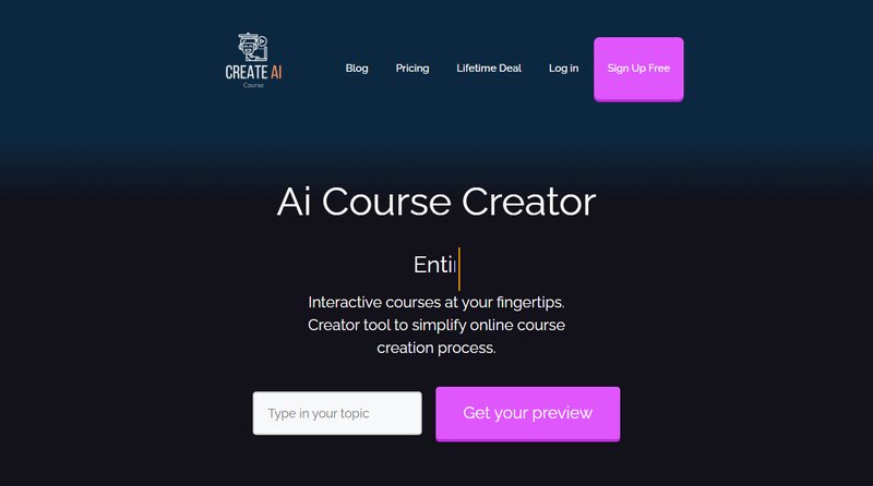 Create Ai Course 是一个AI驱动的在线课程生成器，帮助用户快速创建高质量的互动课程。-SOAI.IM