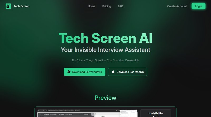 TechScreen是一款AI面试助手，提供实时技术支持，帮助用户在技术面试中表现更佳。-SOAI.IM