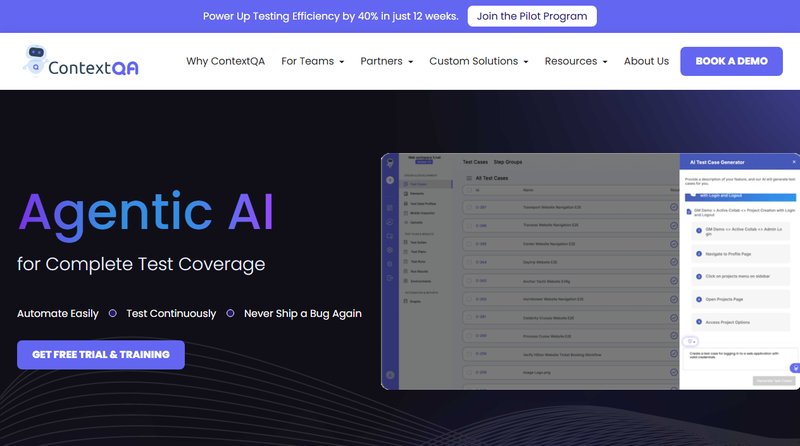 ContextQA提供自动化测试解决方案，显著提升测试效率，支持低代码/无代码自动化测试，提供AI驱动的根本原因分析和全面的测试报告。-SOAI.IM