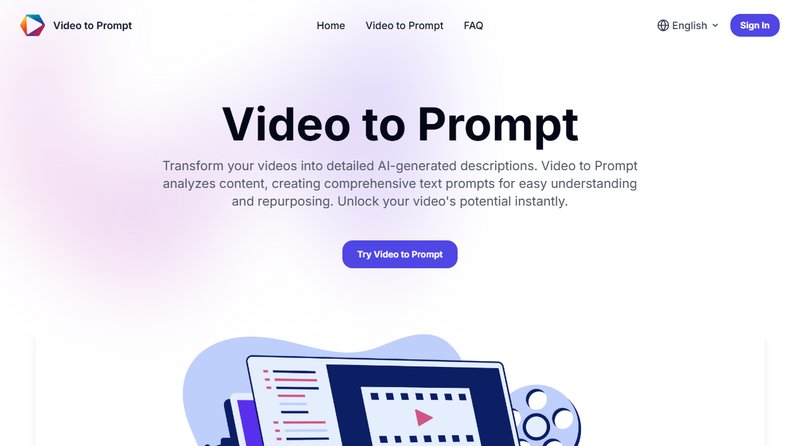 Video to Prompt 是一个免费的在线AI视频描述生成器，能够将视频转化为详细的AI生成描述。-SOAI.IM