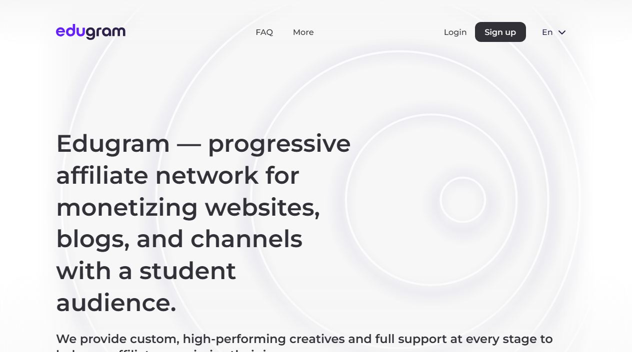 Edugram是一个专注于教育流量变现的CPA联盟，提供定制化的高绩效创意和全方位支持，帮助合作伙伴最大化收入。-SOAI.IM