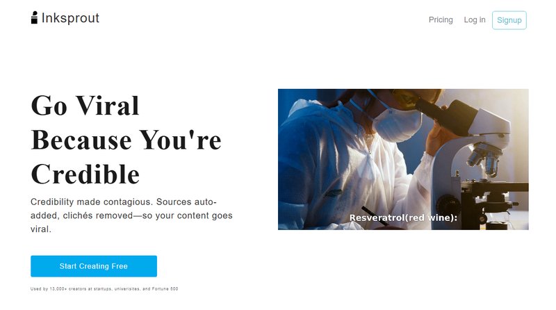 Inksprout是一个帮助创作者制作可信且易传播的视频内容的AI工具，自动添加引用来源并优化内容。-SOAI.IM