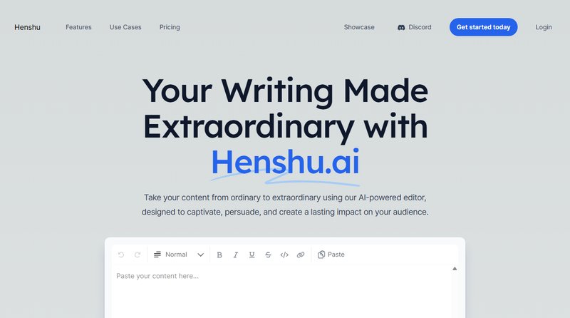 Henshu是一个AI驱动的写作编辑工具，旨在提升内容质量，吸引并说服目标受众。-SOAI.IM